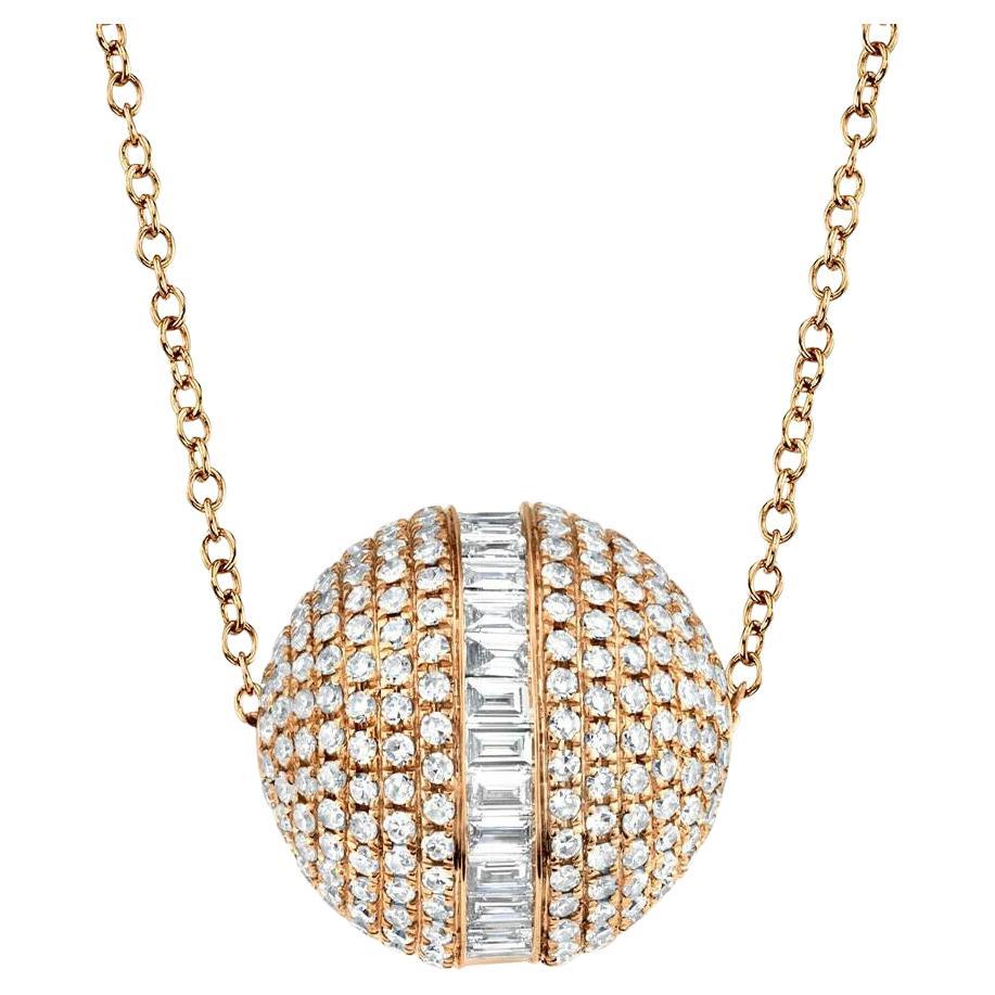 1.60 Carat Diamond White Gold Pave Ball Pendant Necklace at 1stDibs ...