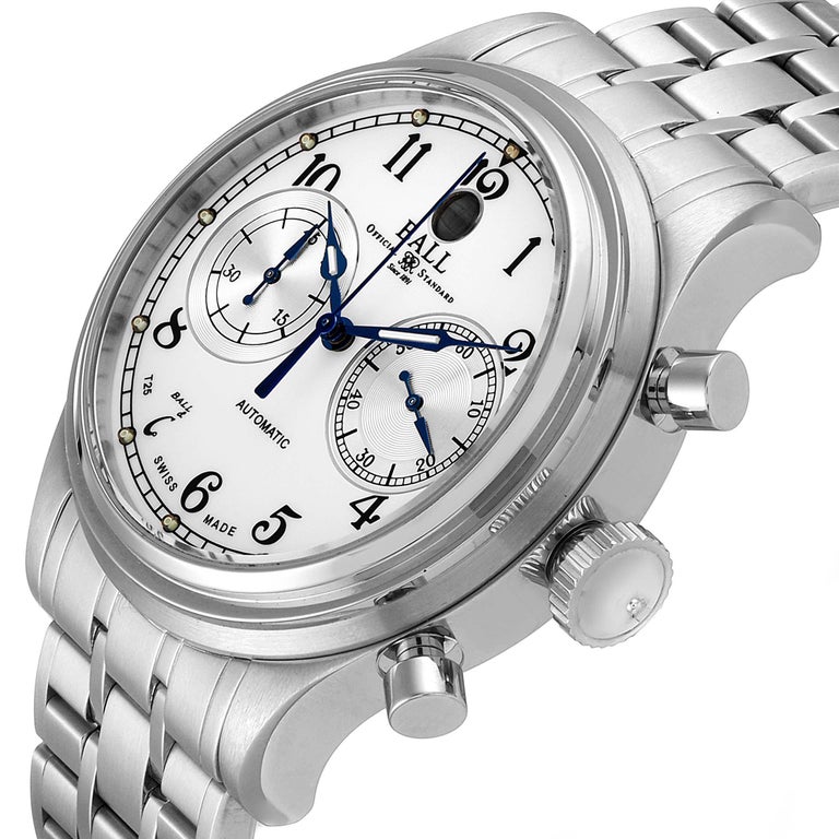 Ball Trainmaster Cannonball Chronograph Steel Mens Watch CM1052D Card ...
