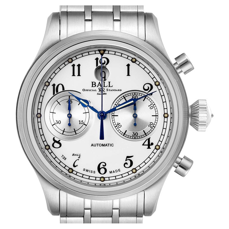 Ball Trainmaster Cannonball Chronograph Steel Mens Watch CM1052D Card ...