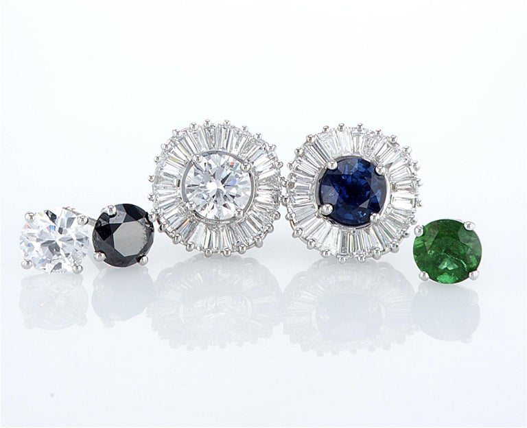 Ballerina Interchangeable Earring set Diamond,Sapphire,Emerald and ...