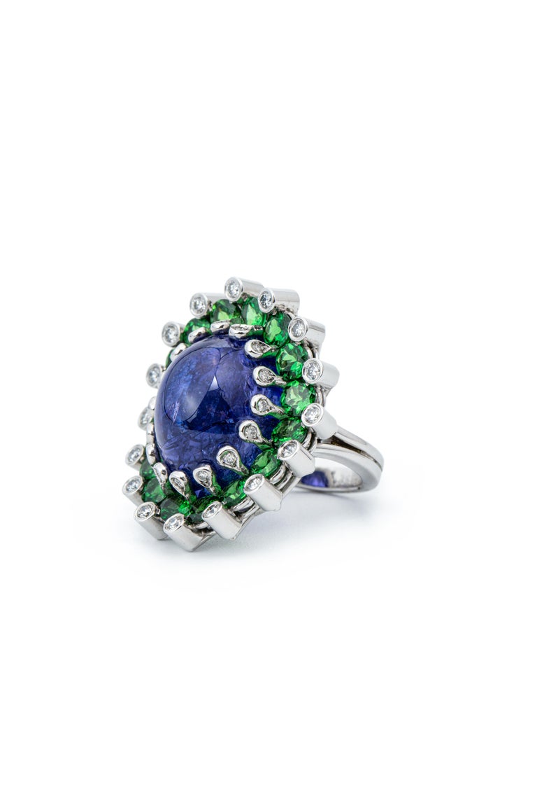 Ballerina Ring with 46.46 cts Tanzanite, Tsavorites and Diamonds For ...