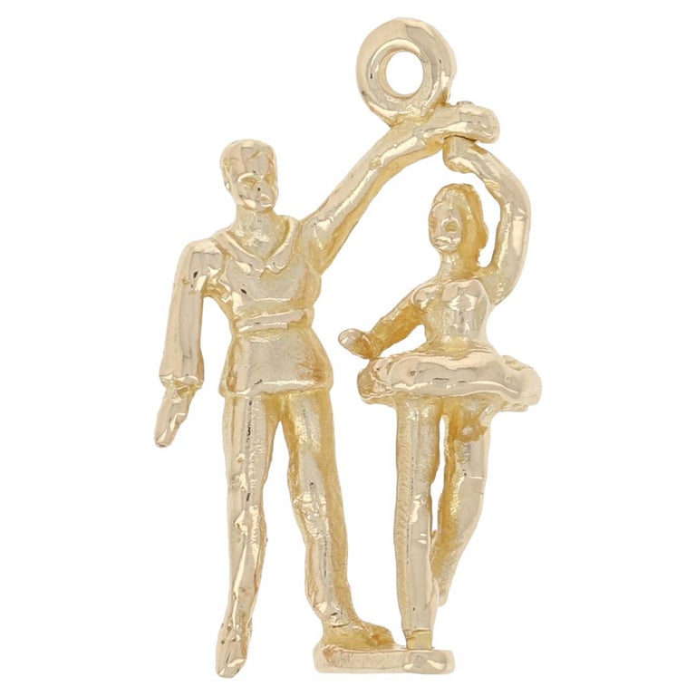 Ballet Charm, 14k Yellow Gold Classical Dance Twirling Ballerina For ...