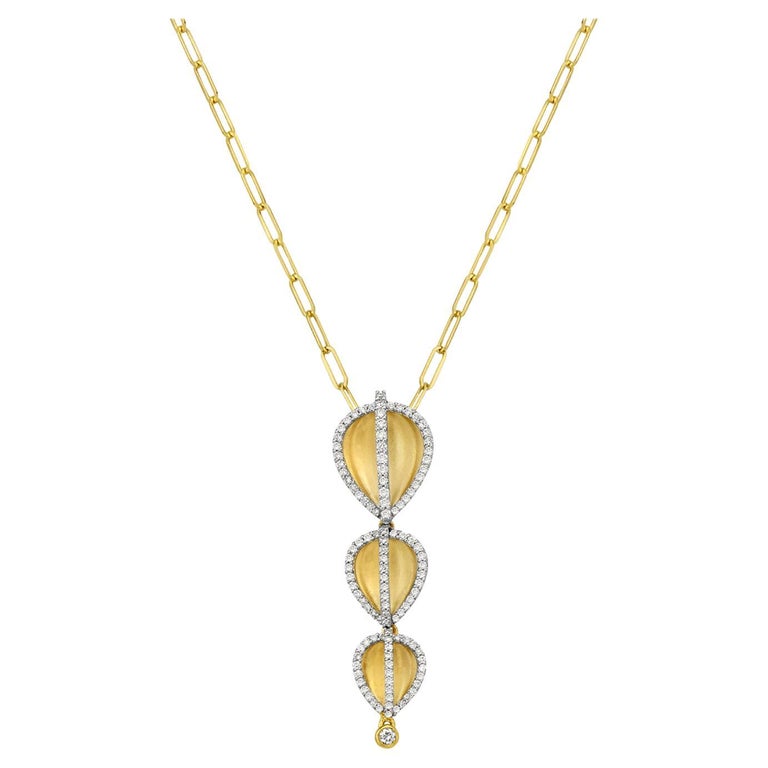 Balloon Shaped Connected Pendant with Pave Diamonds Made in 14k Yellow ...