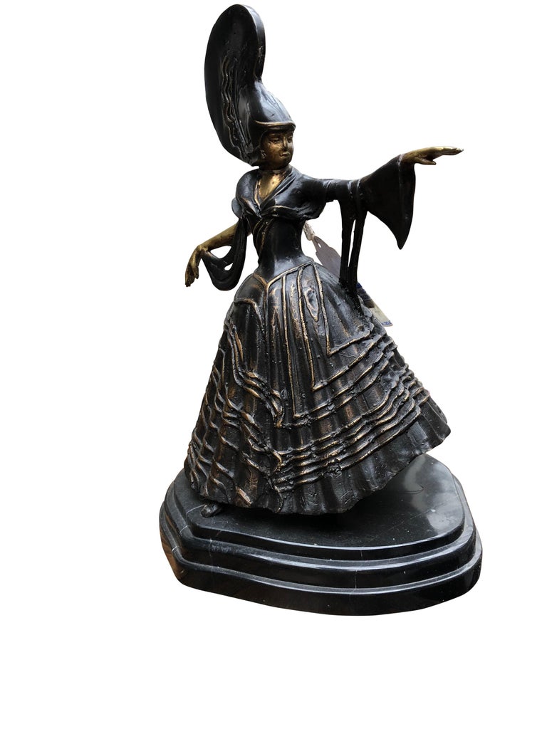 Ballroom Dancer Bronze Statue, Signed, 20th Century at 1stDibs