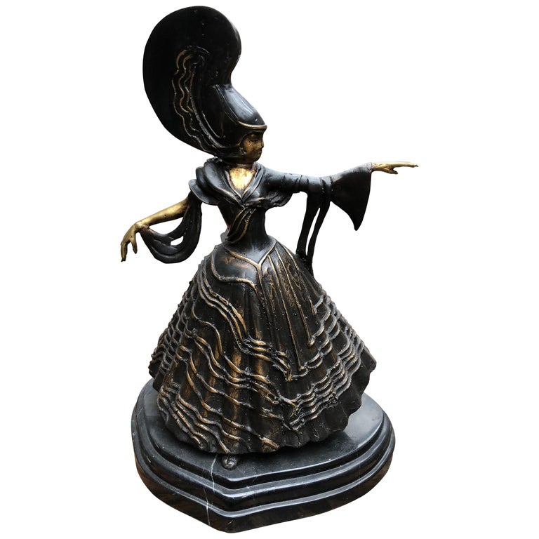 Ballroom Dancer Bronze Statue, Signed, 20th Century at 1stDibs