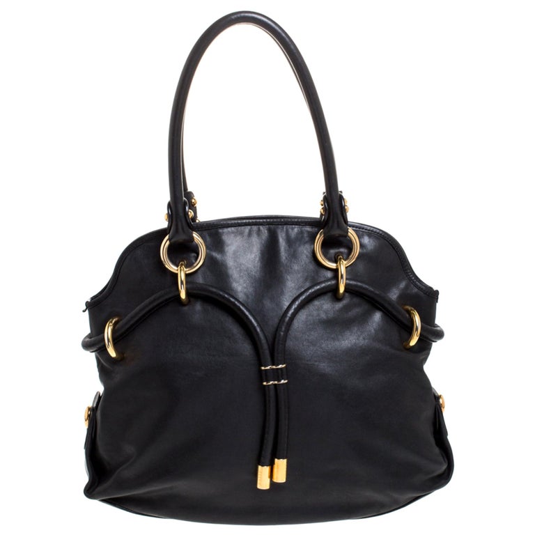 Bally Black Leather Drawstring Tote For Sale at 1stDibs