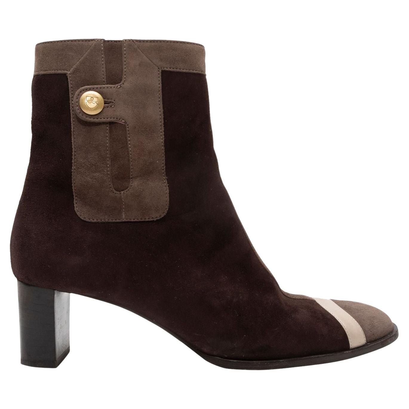 Bally Brown and Multicolor Suede Ankle Boots For Sale at 1stDibs
