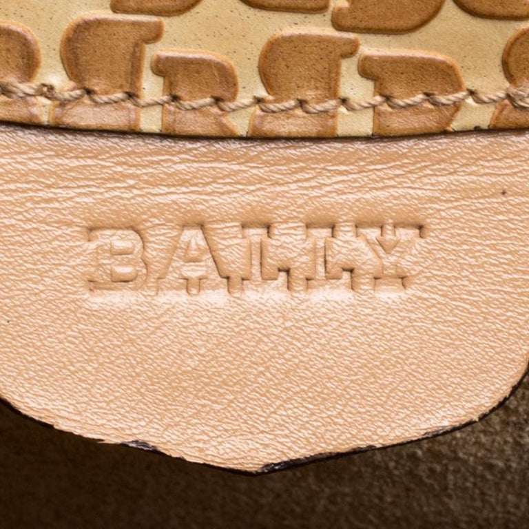 Bally Light Brown Signature Embossed Leather Hobo at 1stDibs