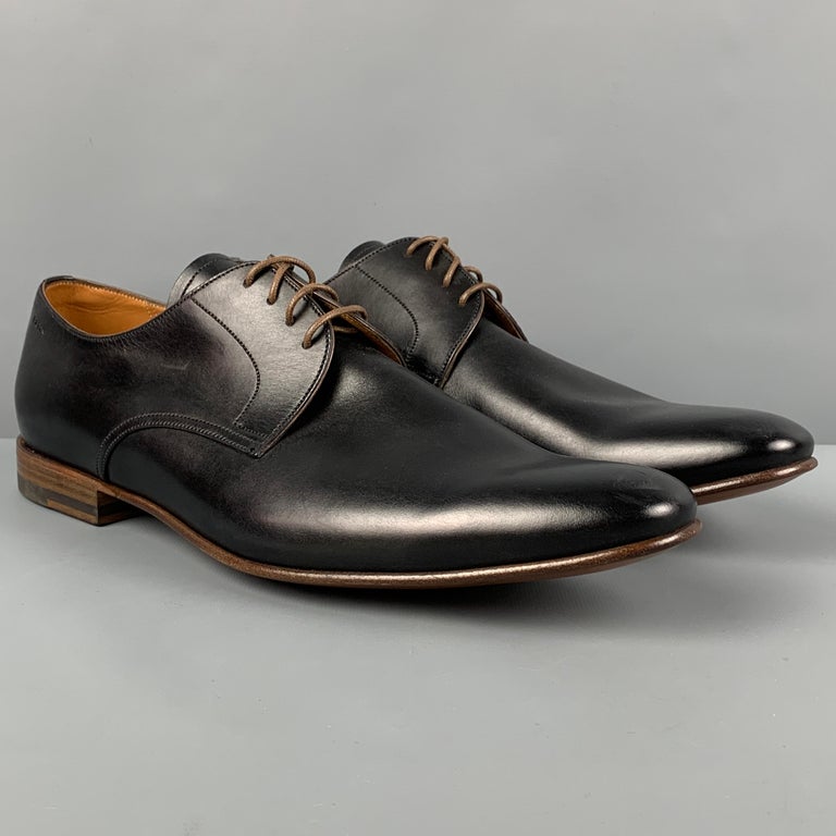 BALLY Size 12 Black Leather Lace Up Besty Shoes For Sale at 1stDibs