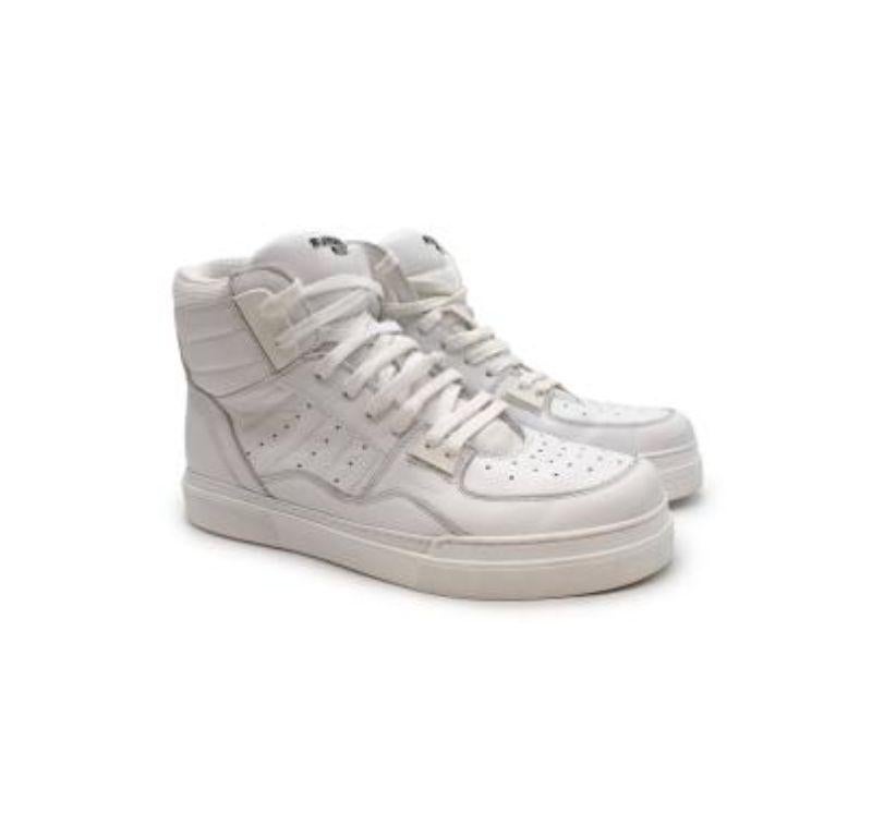 Balmain 30mm B Ball White Leather High Top Sneakers For Sale at 1stDibs