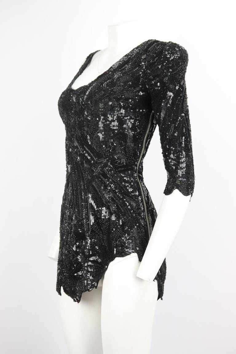 Balmain Asymmetric Sequin Embellished Silk Blend Mini Dress Fr 38 Uk 10 ...