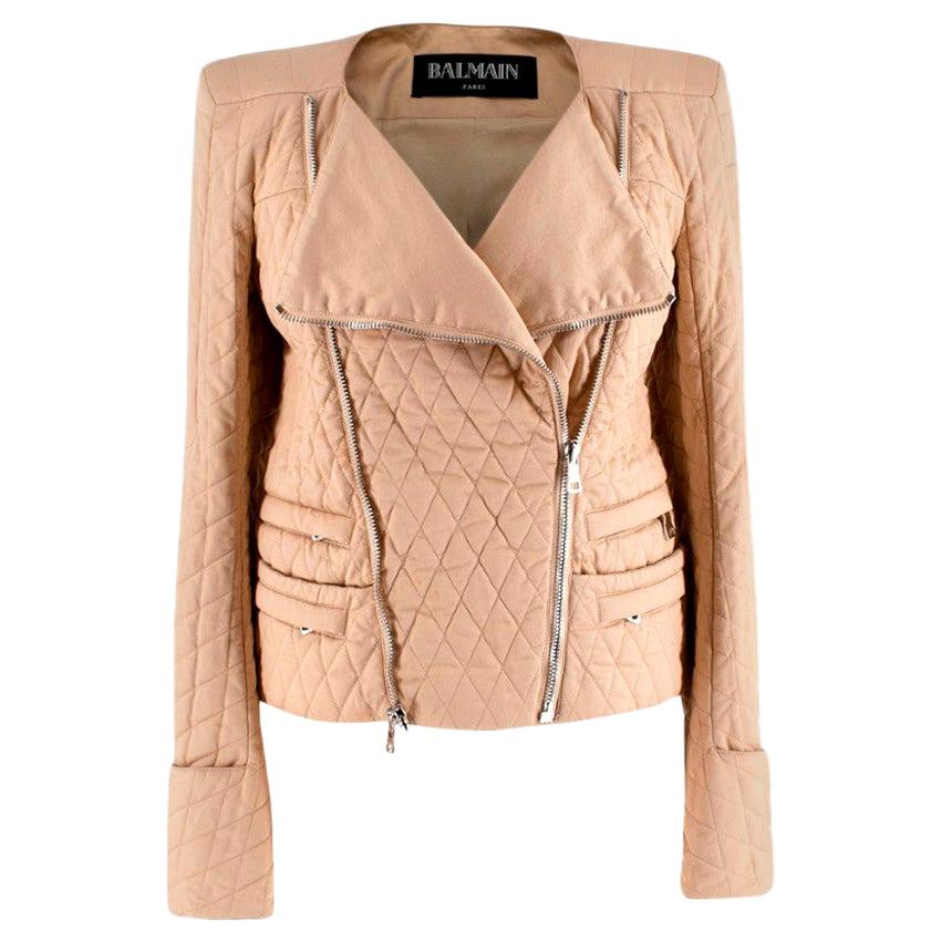 BALMAIN Embellished woven cotton and shearling fur jacket at 1stDibs