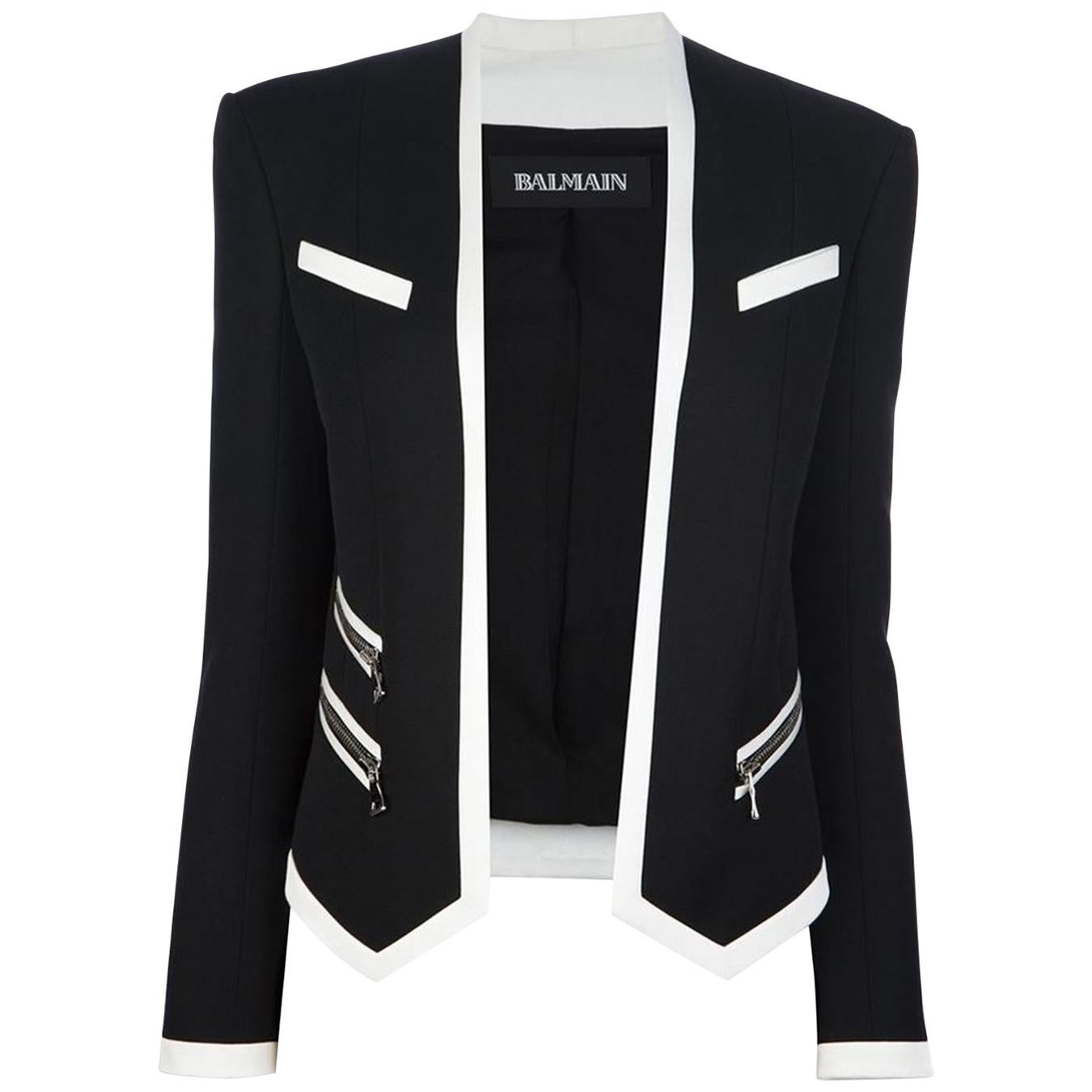 Balmain Bi-Tone Open Blazer Jacket at 1stDibs
