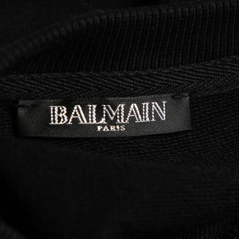 Balmain Black Cotton Oversize Logo Printed Long Sleeve Sweatshirt S For ...