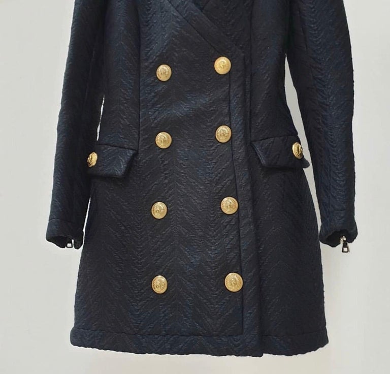 Balmain Black Double Breasted Gold Button Mini Coat Dress at 1stDibs | balmain jacket, balmain ...