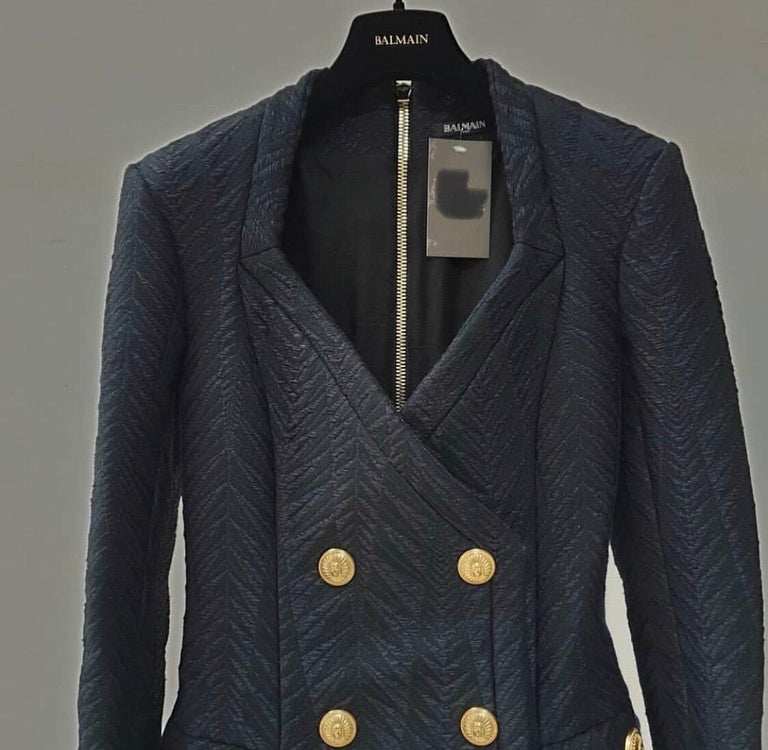 Balmain Black Double Breasted Gold Button Mini Coat Dress at 1stDibs | balmain jacket, balmain ...