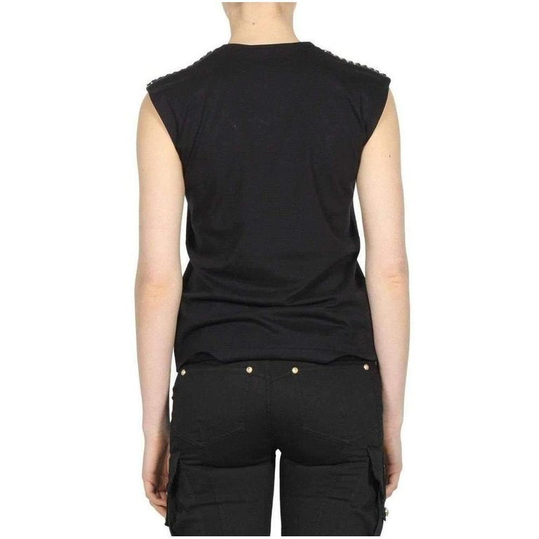 Balmain Black and Gold Chain Trimmed Tank Top For Sale at 1stDibs