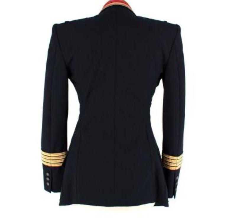 Balmain Black and Gold Wool Blend Military Style Blazer For Sale at 1stDibs