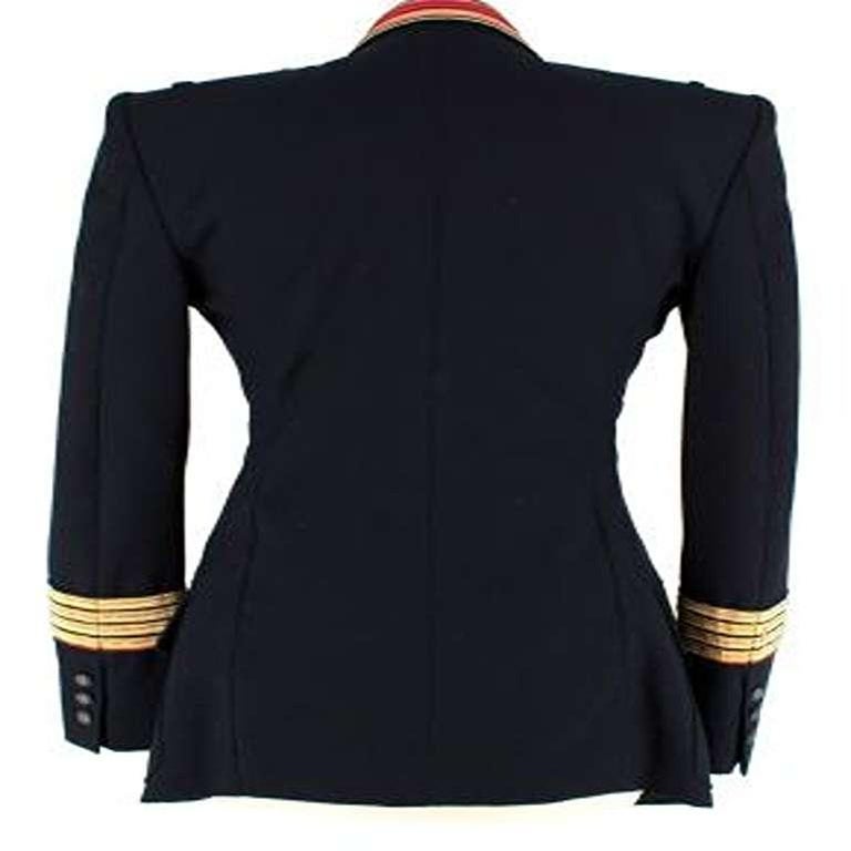 Balmain Black and Gold Wool Blend Military Style Blazer For Sale at 1stDibs