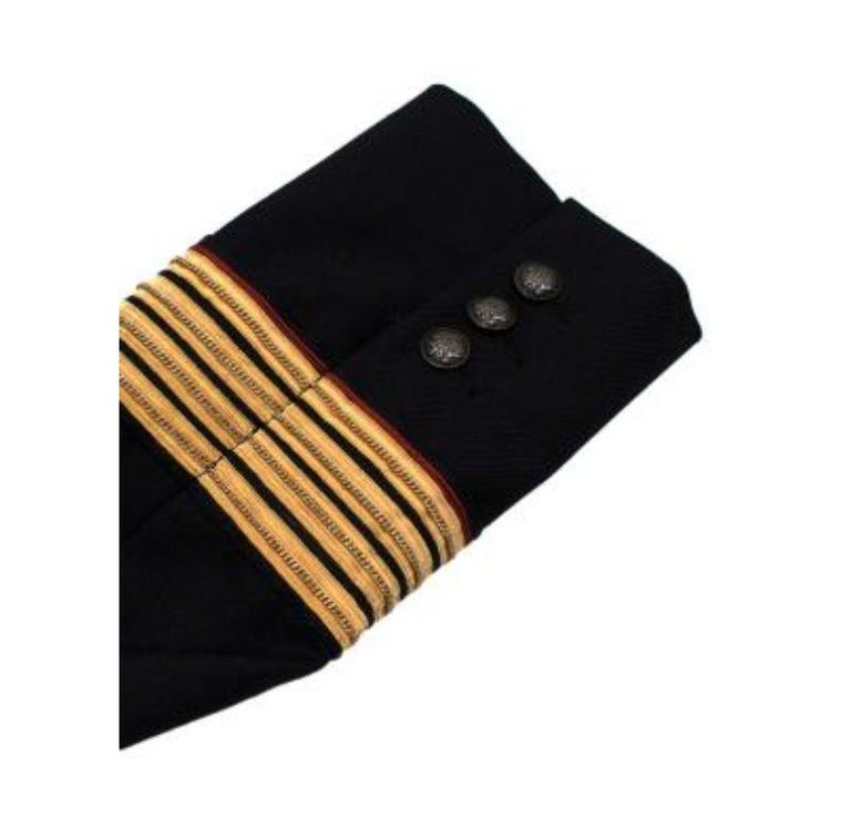 Balmain Black and Gold Wool Blend Military Style Blazer For Sale at 1stDibs