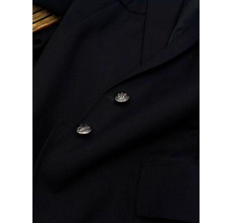 Balmain Black and Gold Wool Blend Military Style Blazer For Sale at 1stDibs