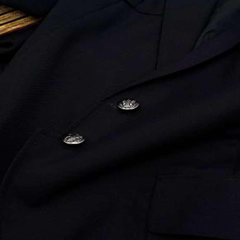 Balmain Black and Gold Wool Blend Military Style Blazer For Sale at 1stDibs