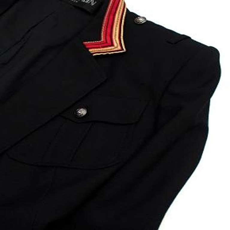 Balmain Black and Gold Wool Blend Military Style Blazer For Sale at 1stDibs