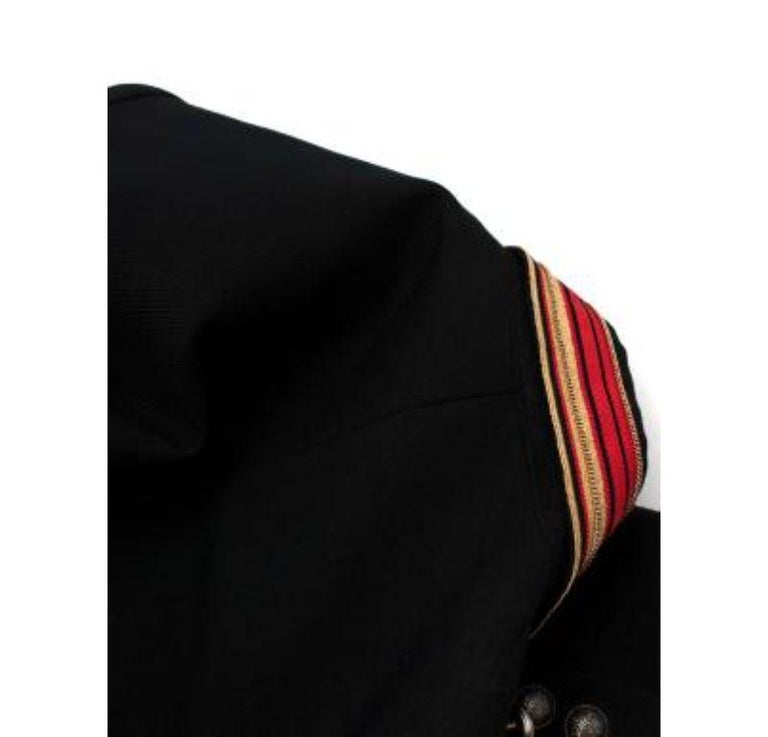 Balmain Black and Gold Wool Blend Military Style Blazer For Sale at 1stDibs