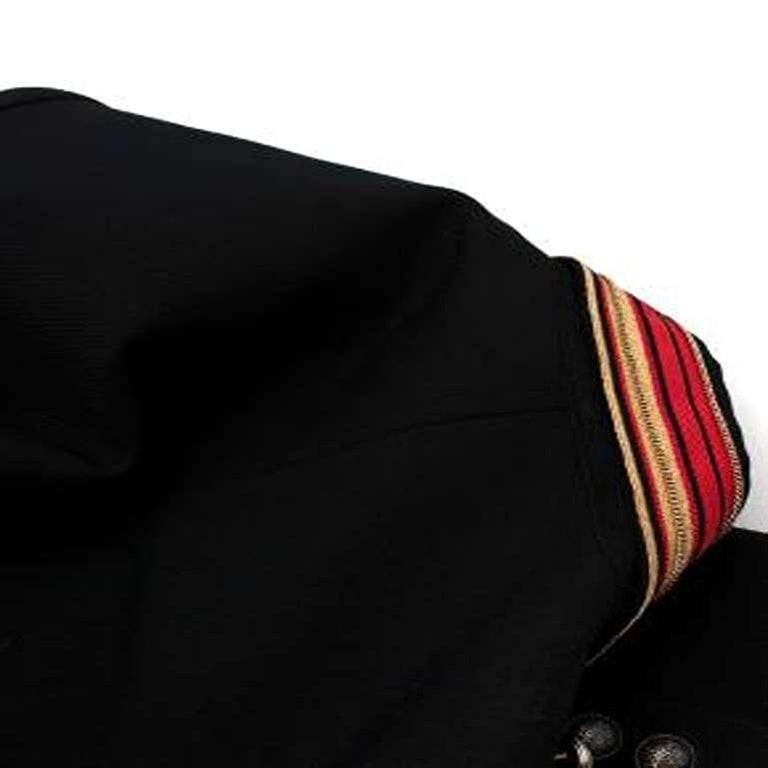 Balmain Black and Gold Wool Blend Military Style Blazer For Sale at 1stDibs