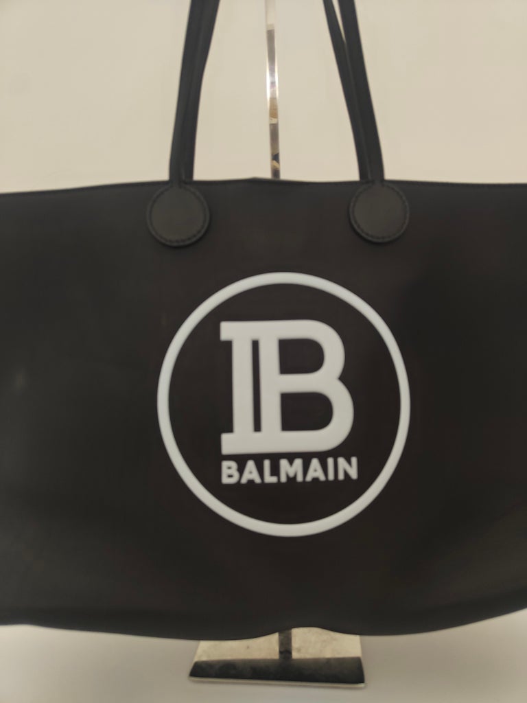 Balmain black leather shopper bag For Sale at 1stDibs