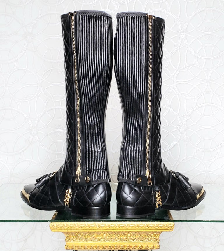 Balmain Black Quilted Leather Tall boots for Men at 1stDibs