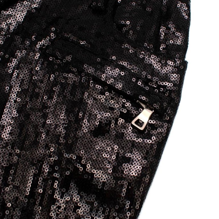 Balmain Black Sequin Skinny Fit Zipper Detail Trousers - Size US 4 For ...