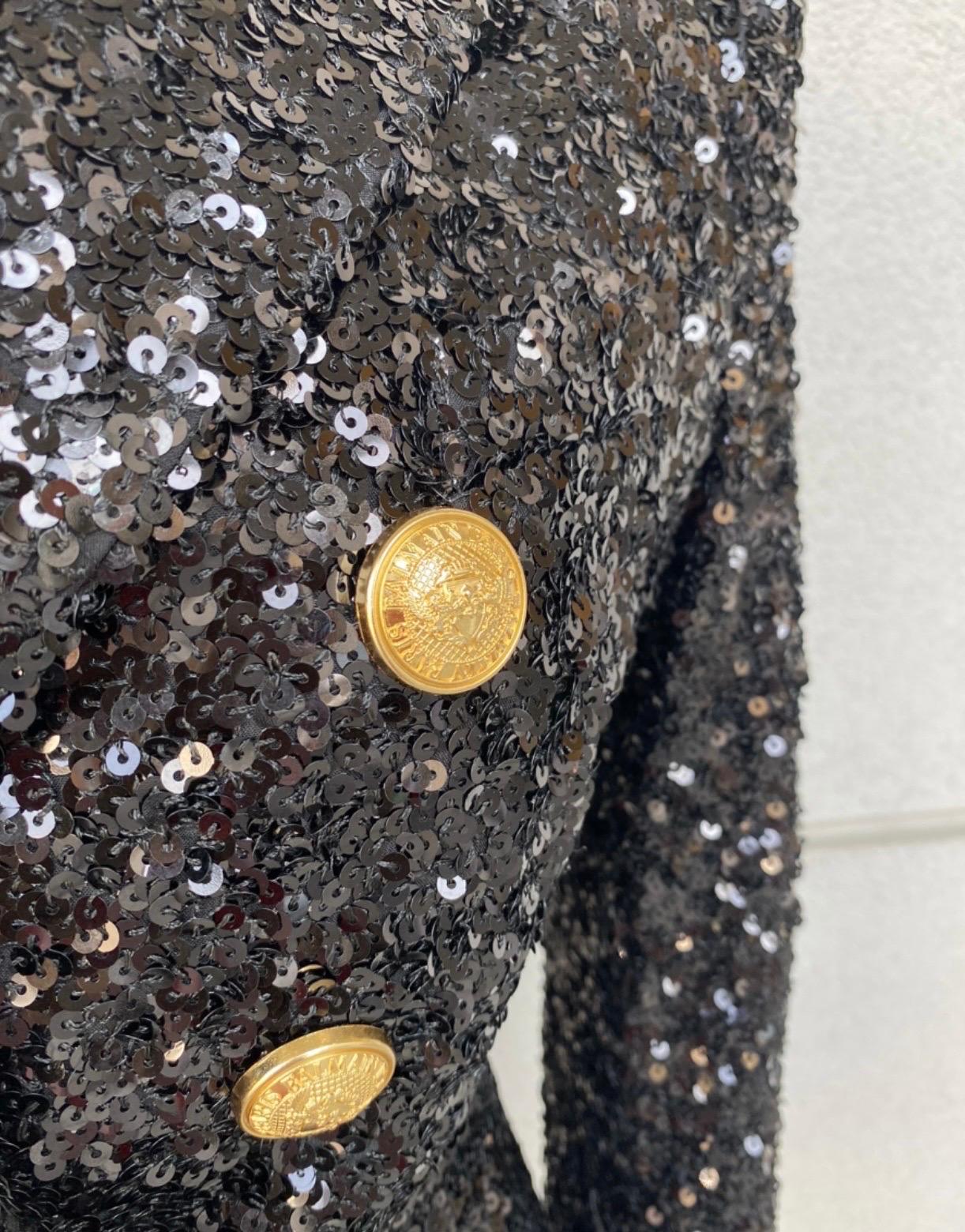Balmain black sequins Jacket. For Sale at 1stDibs