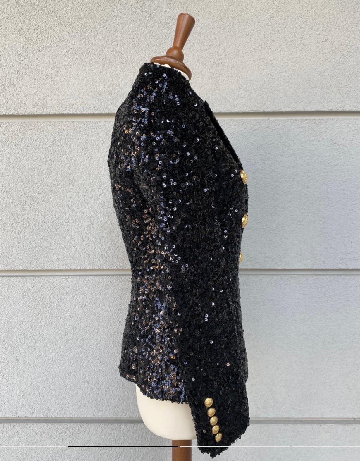 Balmain black sequins Jacket. For Sale at 1stDibs