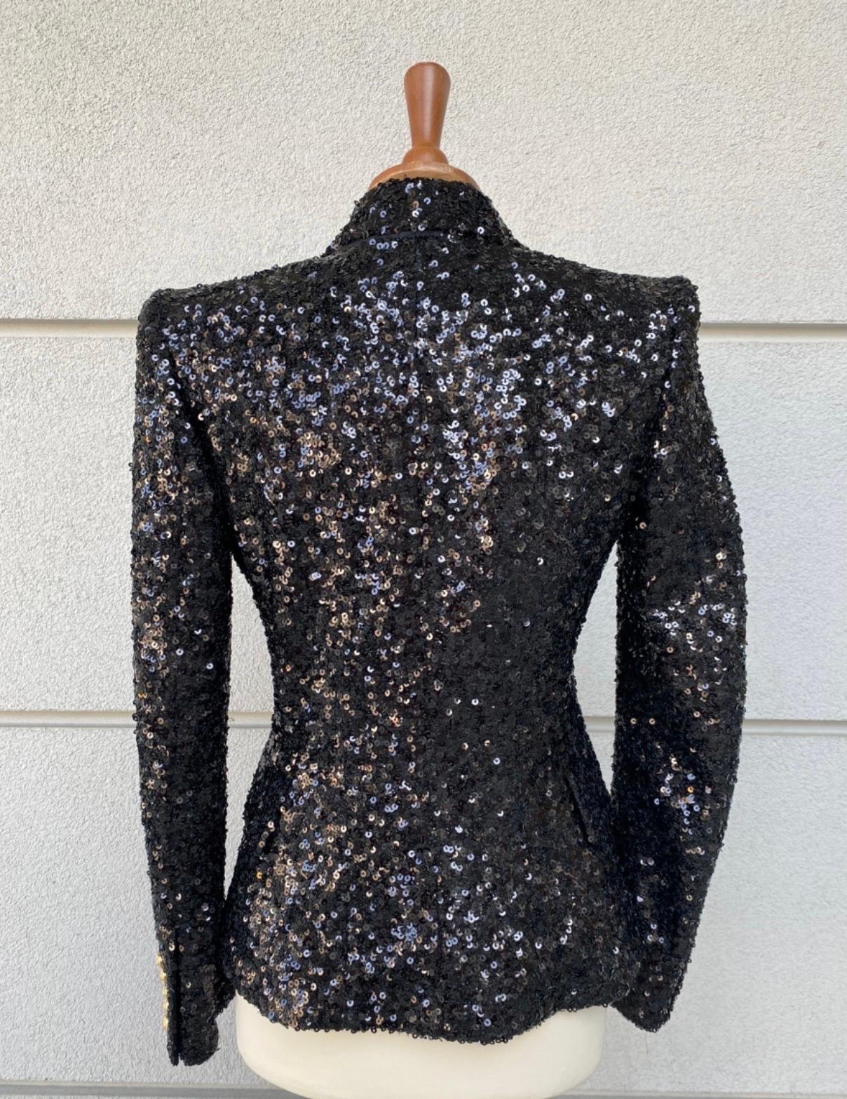 Balmain black sequins Jacket. For Sale at 1stDibs