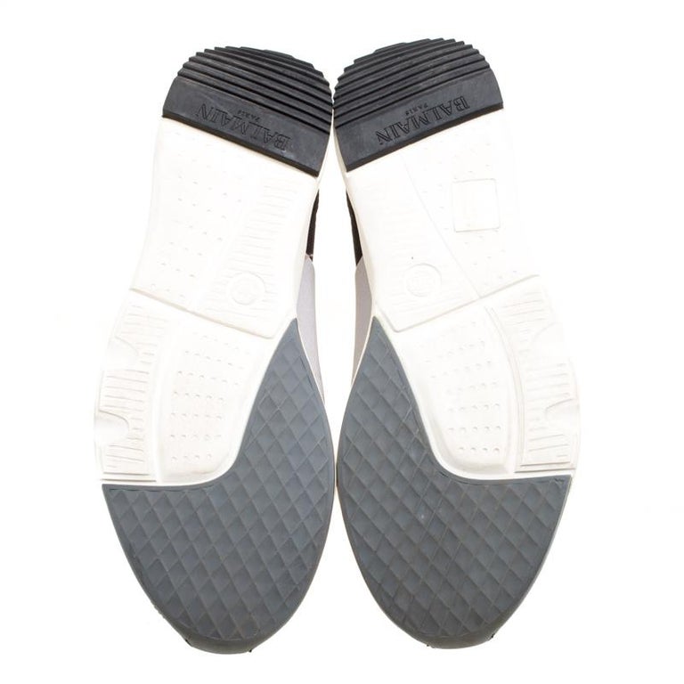 Balmain Black Stretch Knit And Mesh Cameron Embossed Logo High Top ...