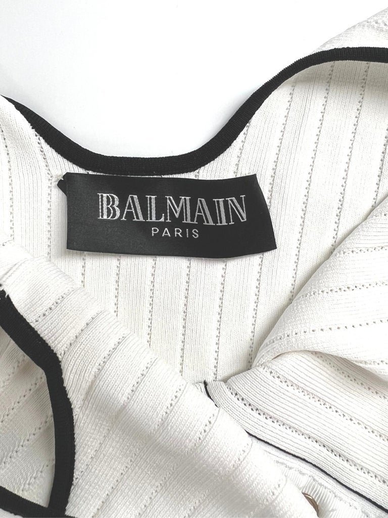 Balmain Black White Button Embellished Bodysuit (Small) For Sale at 1stDibs