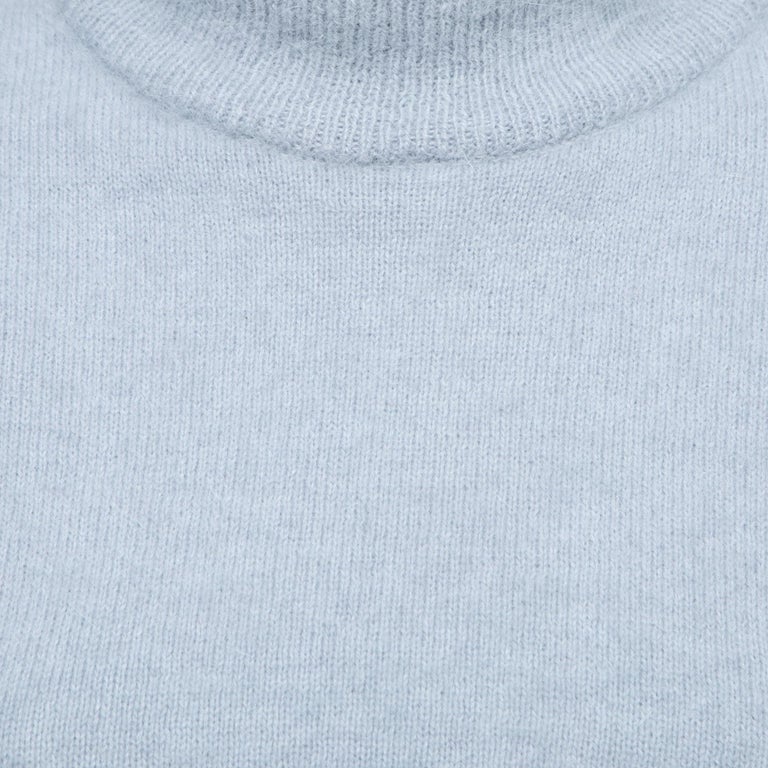 Balmain Blue Angora Turtle Neck Cropped Sweater M For Sale at 1stDibs