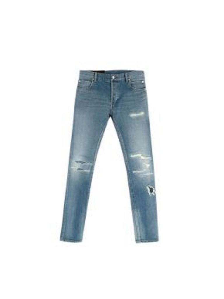Balmain Blue Slim Fit Distressed Jeans For Sale at 1stDibs