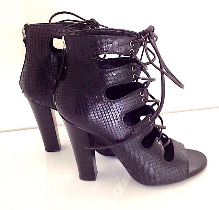 BALMAIN Boots in Matte Black python skin Leather 37FR For Sale at 1stDibs