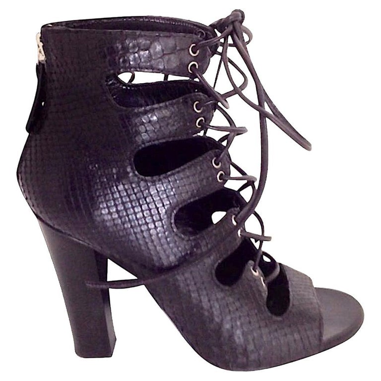 BALMAIN Boots in Matte Black python skin Leather 37FR For Sale at 1stDibs