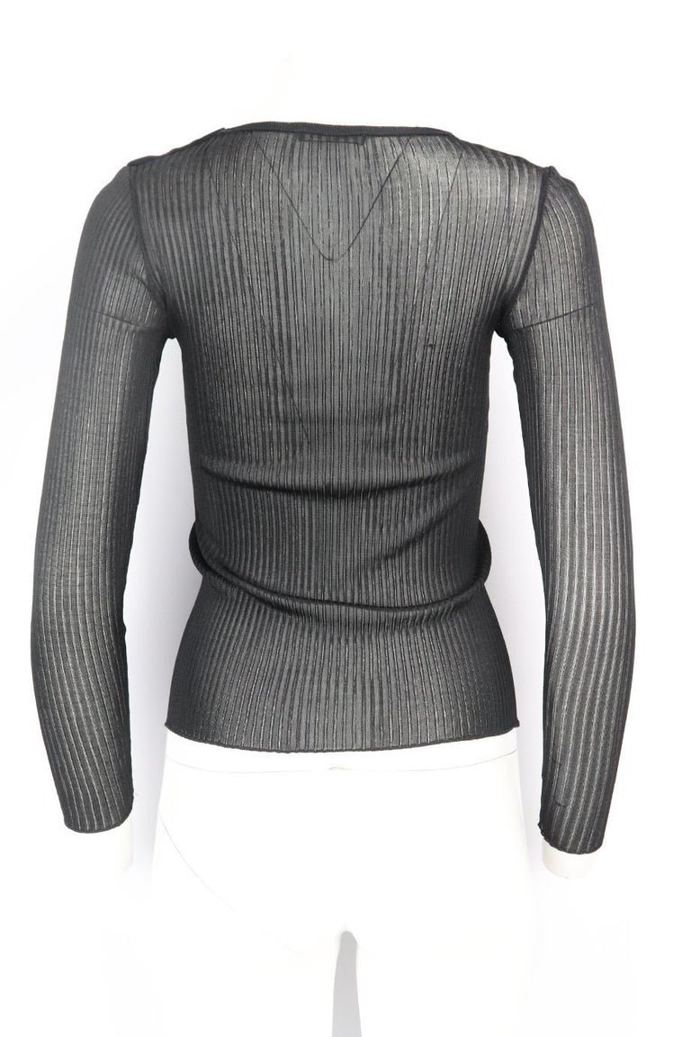 Balmain Button Embellished Ribbed Knit Top Xsmall For Sale at 1stDibs