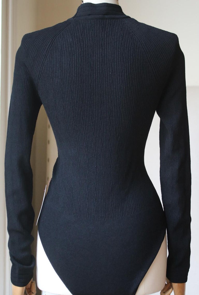 Balmain Button-Embellished Ribbed Stretch-Knit Bodysuit at 1stDibs