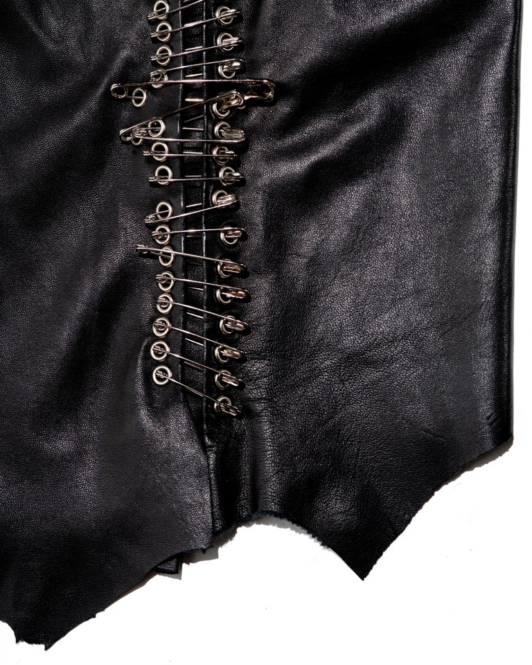 Balmain by Christophe Decarnin black leather safety-pin skirt, ss 2011 ...