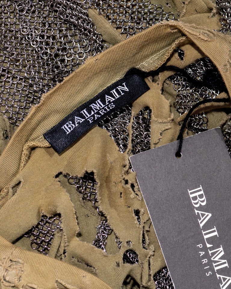 Balmain by Christophe Decarnin destroyed jersey and metal mini dress ...