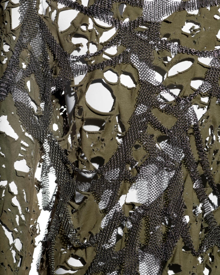 Balmain by Christophe Decarnin destroyed jersey and metal mini dress ...