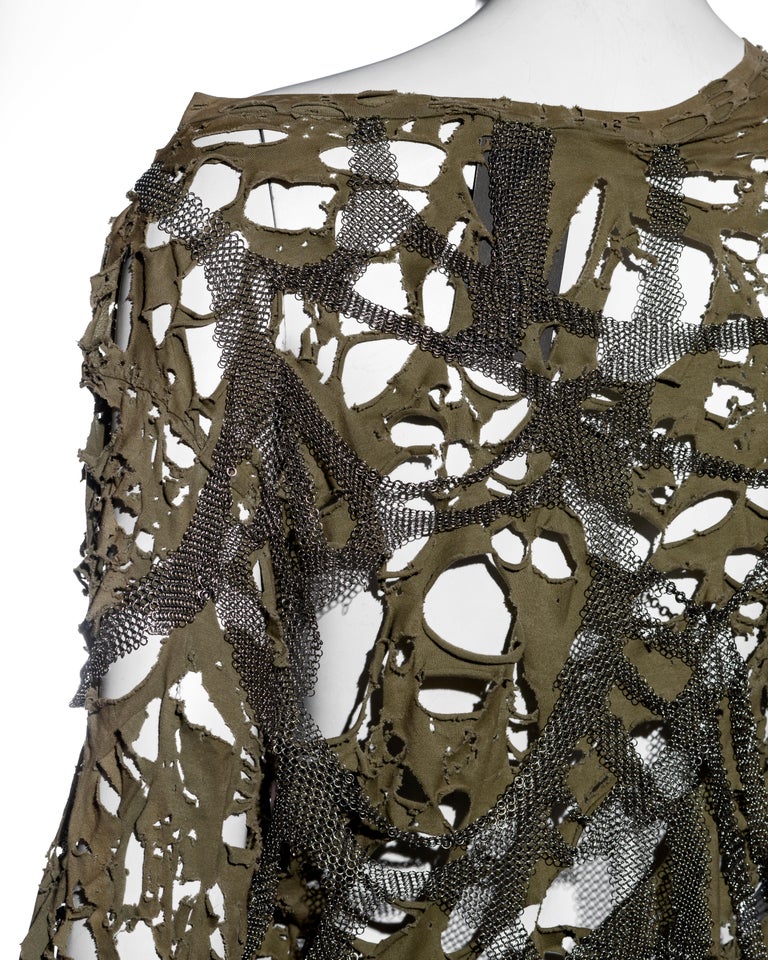 Balmain by Christophe Decarnin destroyed jersey and metal mini dress ...