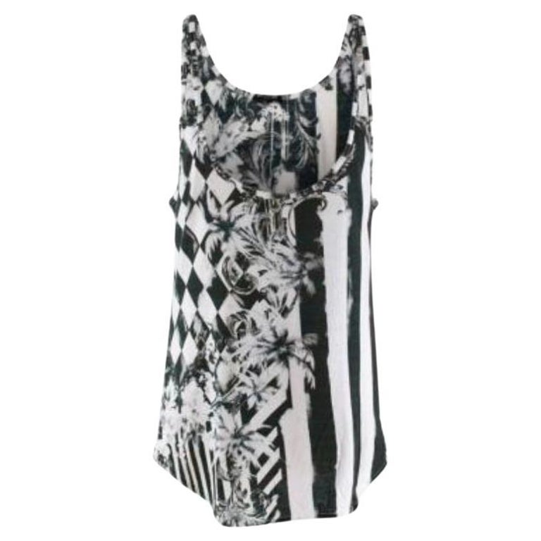 Balmain Cotton Distressed Stripes and Palm Trees Tank Top For Sale at ...