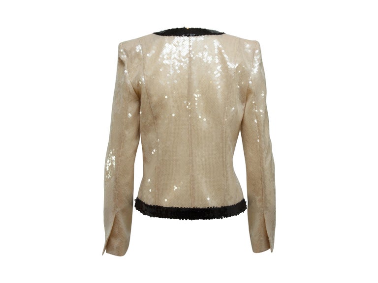 Balmain Cream and Black Sequin Jacket at 1stDibs