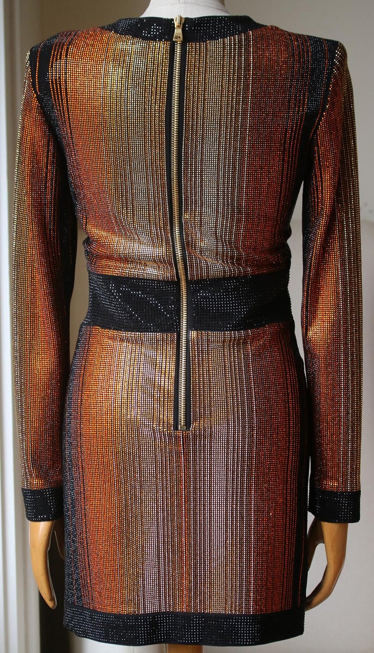 Balmain Crystal-Embellished V-Neck Mini Dress For Sale at 1stDibs